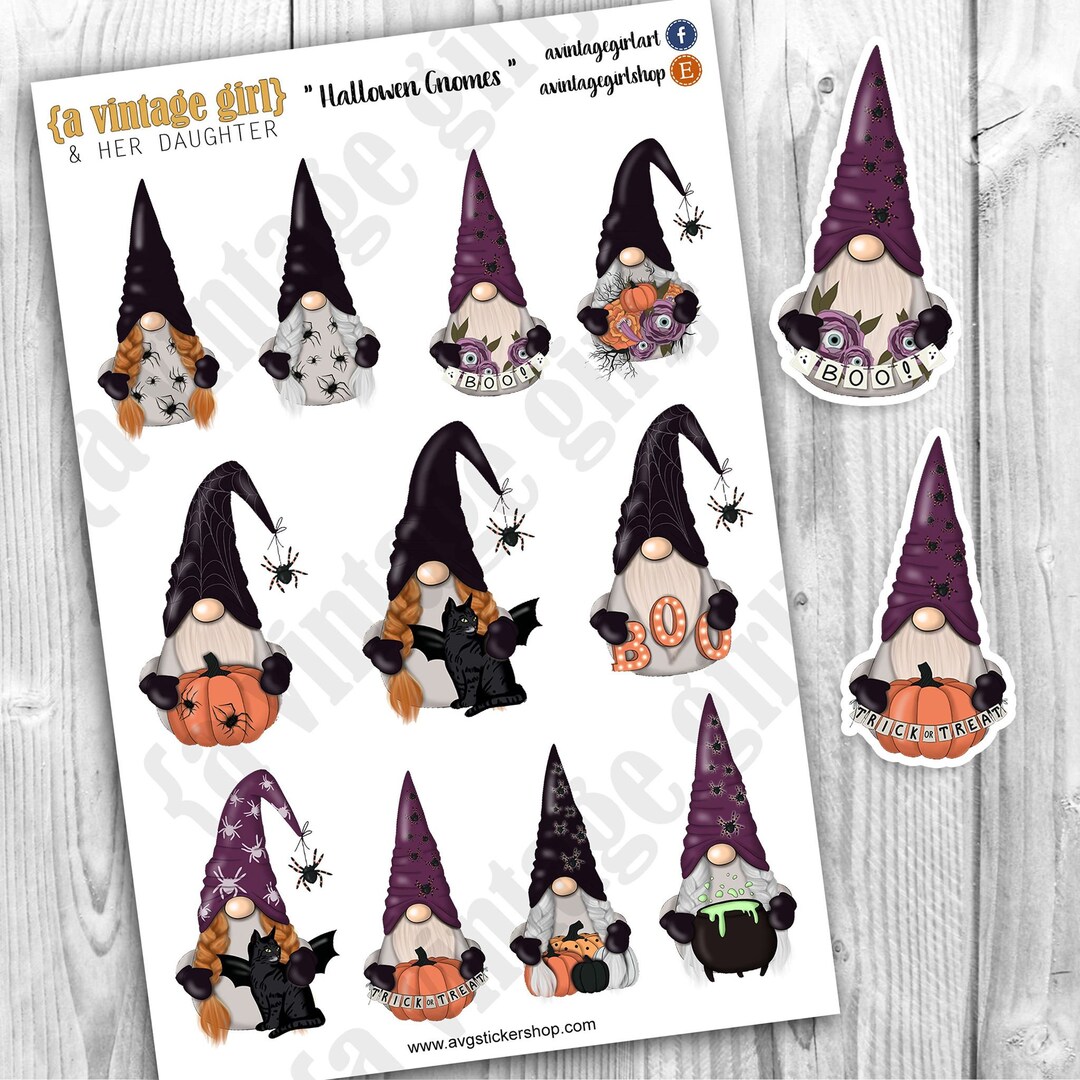 Halloween Gnomes // Planner Stickers, Halloween Stickers, Gnome ...