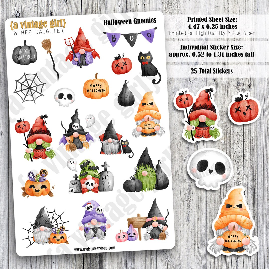 Halloween Gnomies | Cute Gnomes, Gnome Sticker, Gnomies, Planner ...