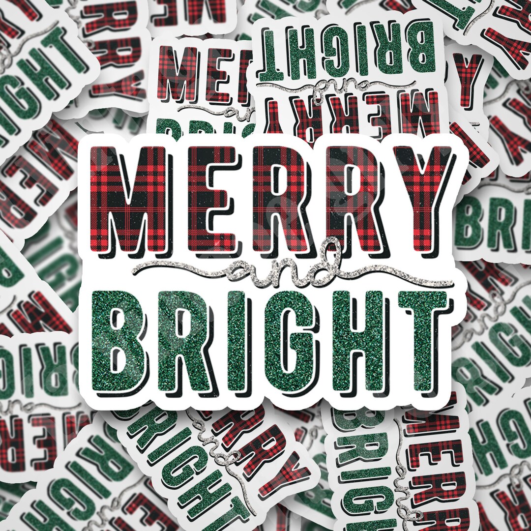 Merry & Bright | Die Cut Sticker | Water-resistant With Matte Textured ...