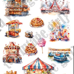 Watercolor Fair 2 | Fair, Watercolor, Planner Stickers, Popcorn, County ...