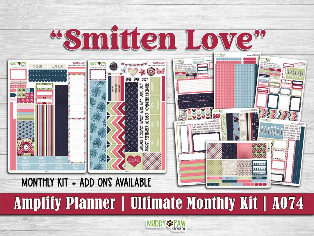 AMPLIFY "smitten Love" | Amplify Planner Monthly Kit & Add Ons | A074 ...