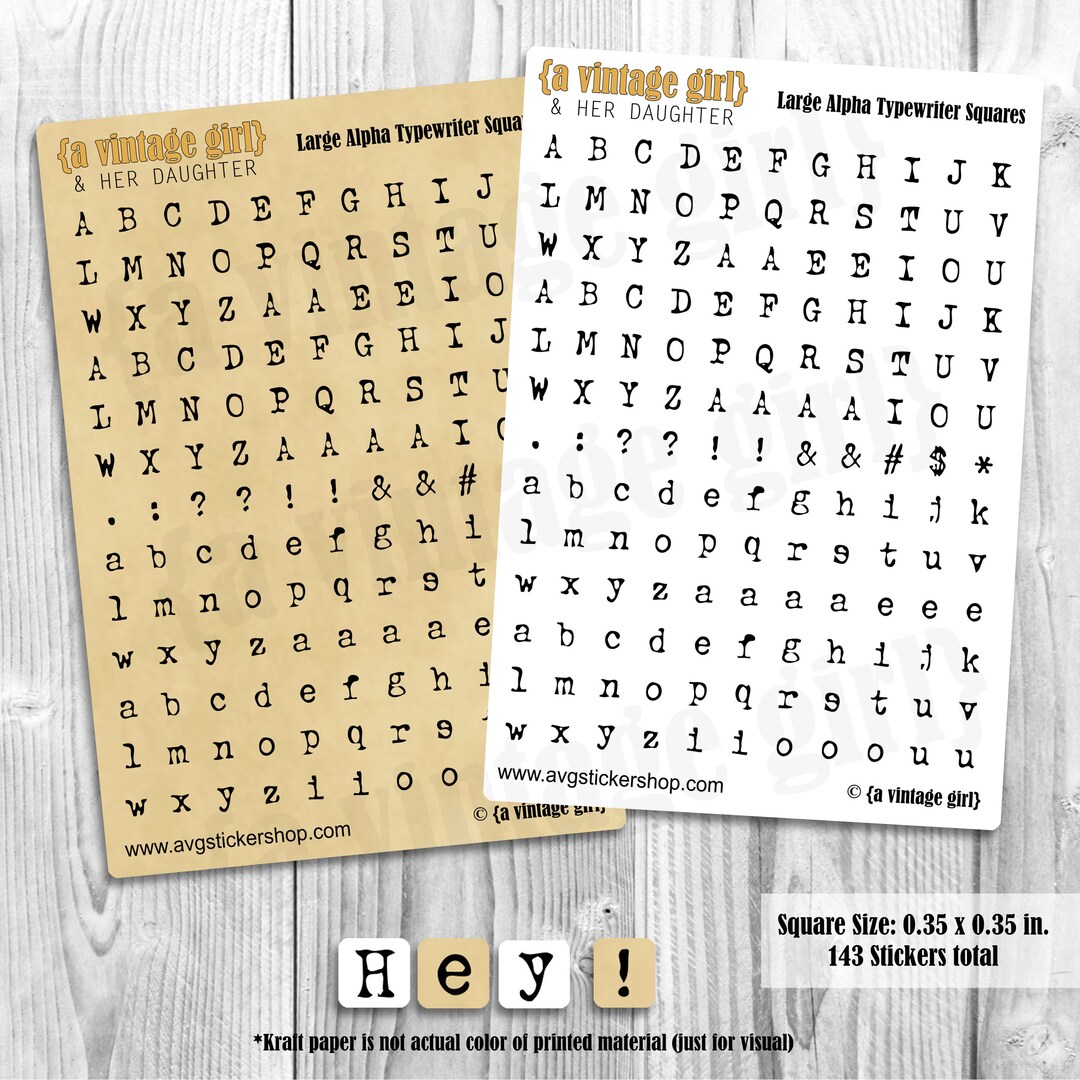 Large Alpha Typewriter // Large Alpha Stickers, Large Alpha, Bullet ...