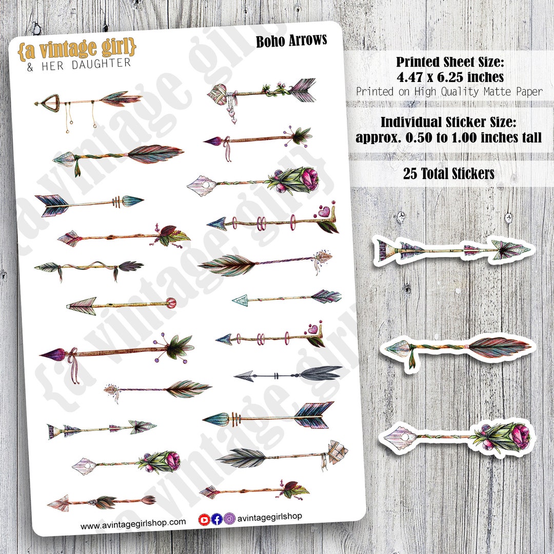 Boho Arrows | Boho Stickers, Arrows, | Sticker Sheet - Etsy
