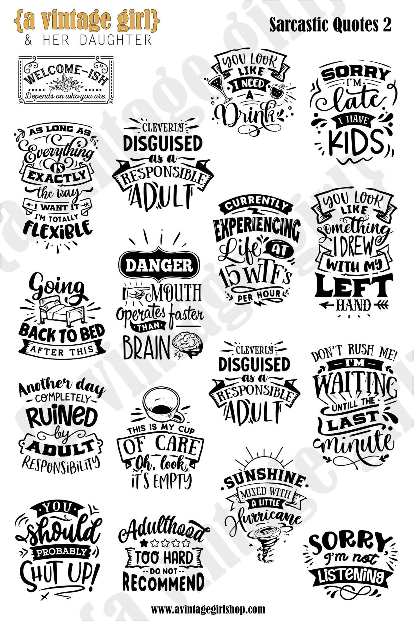 Sarcastic Quotes 2 Quote Stickers Quotes Planner Stickers - Etsy