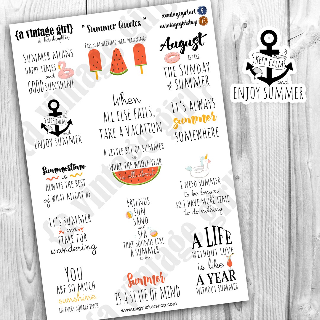 Summer Quotes // Summer Stickers, Quote Stickers - Etsy