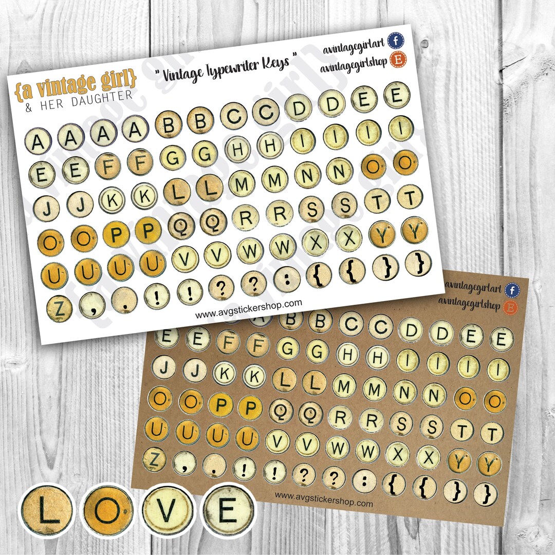 Vintage Typewriter Keys // White & Kraft Paper Options Available ...
