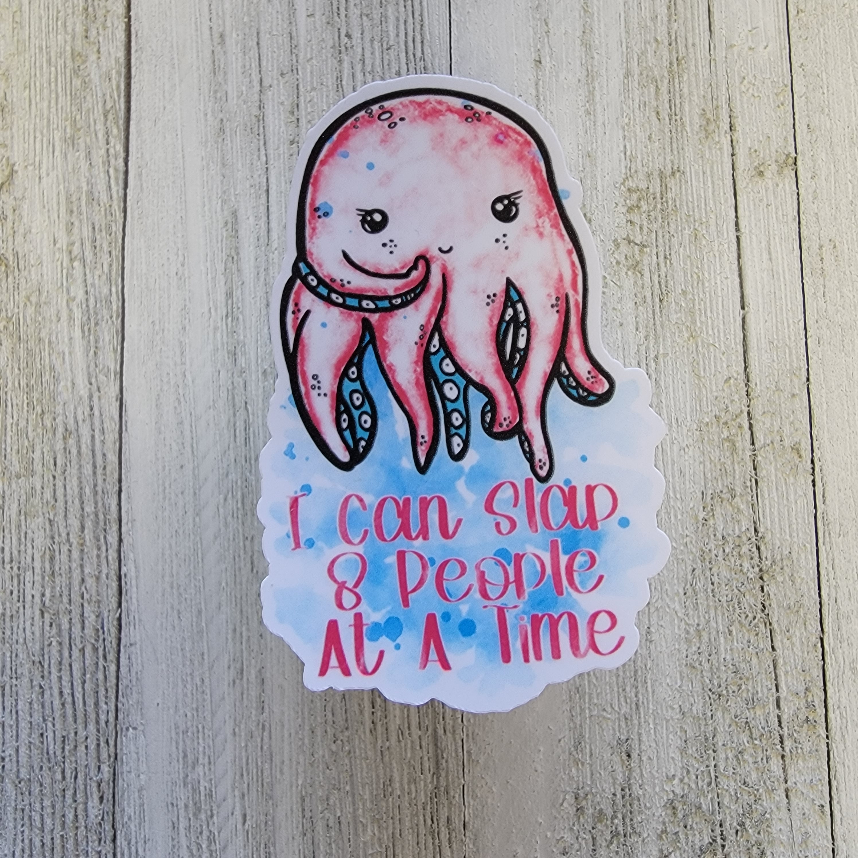 Laptop Slapping Octopus Die Cut Sticker Die Cut Stickers Water Bottle ...