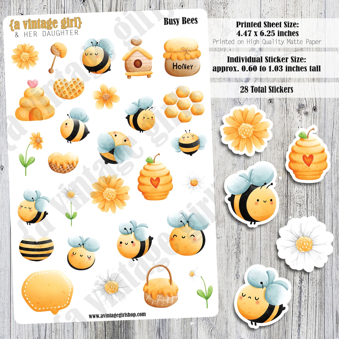 Busy Bees | Bees, Bumblebee Planner Stickers, Bee Lover Gift, Honey ...
