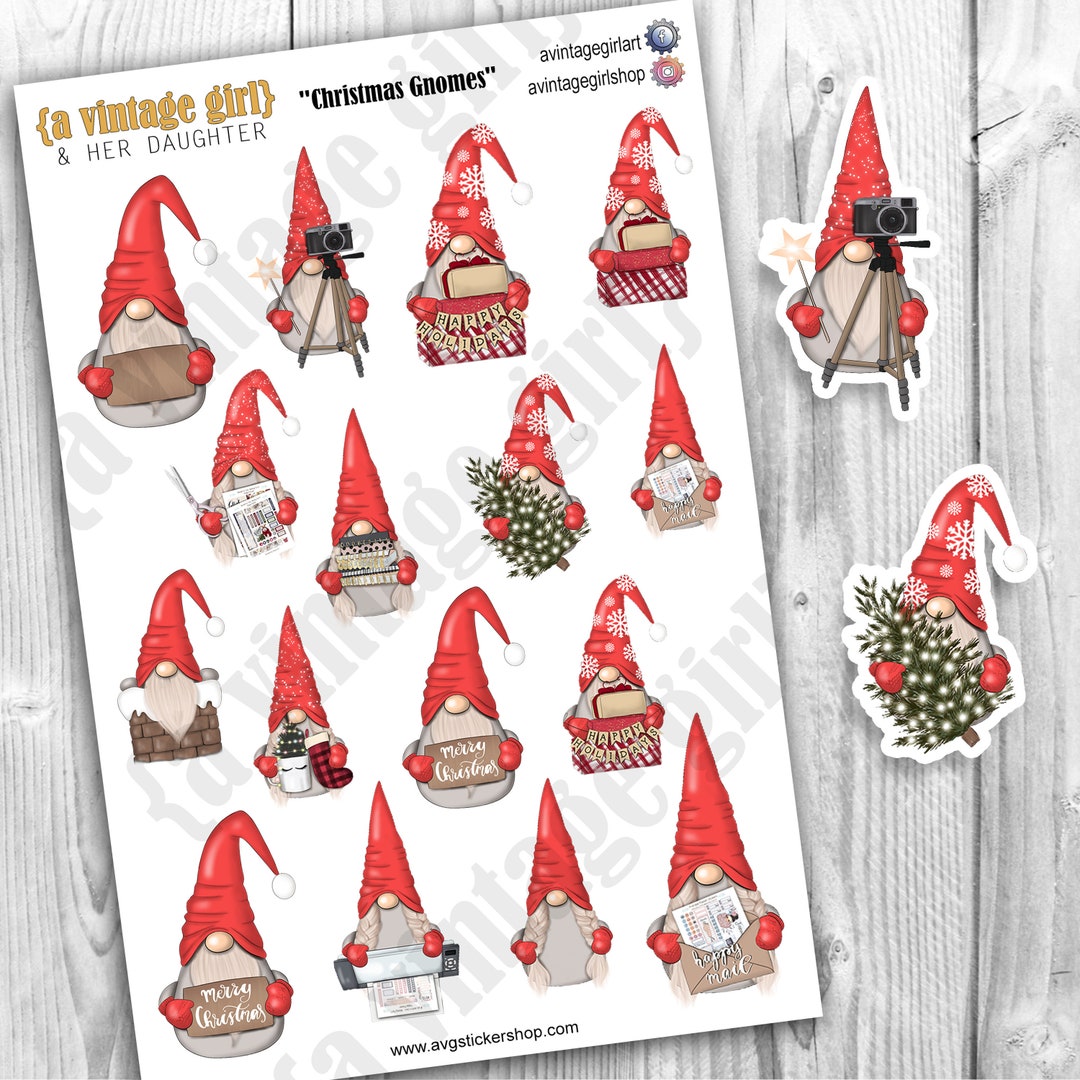 Christmas Gnomes // Gnome Stickers, Gnomes, Gnome Stickers, Holiday ...