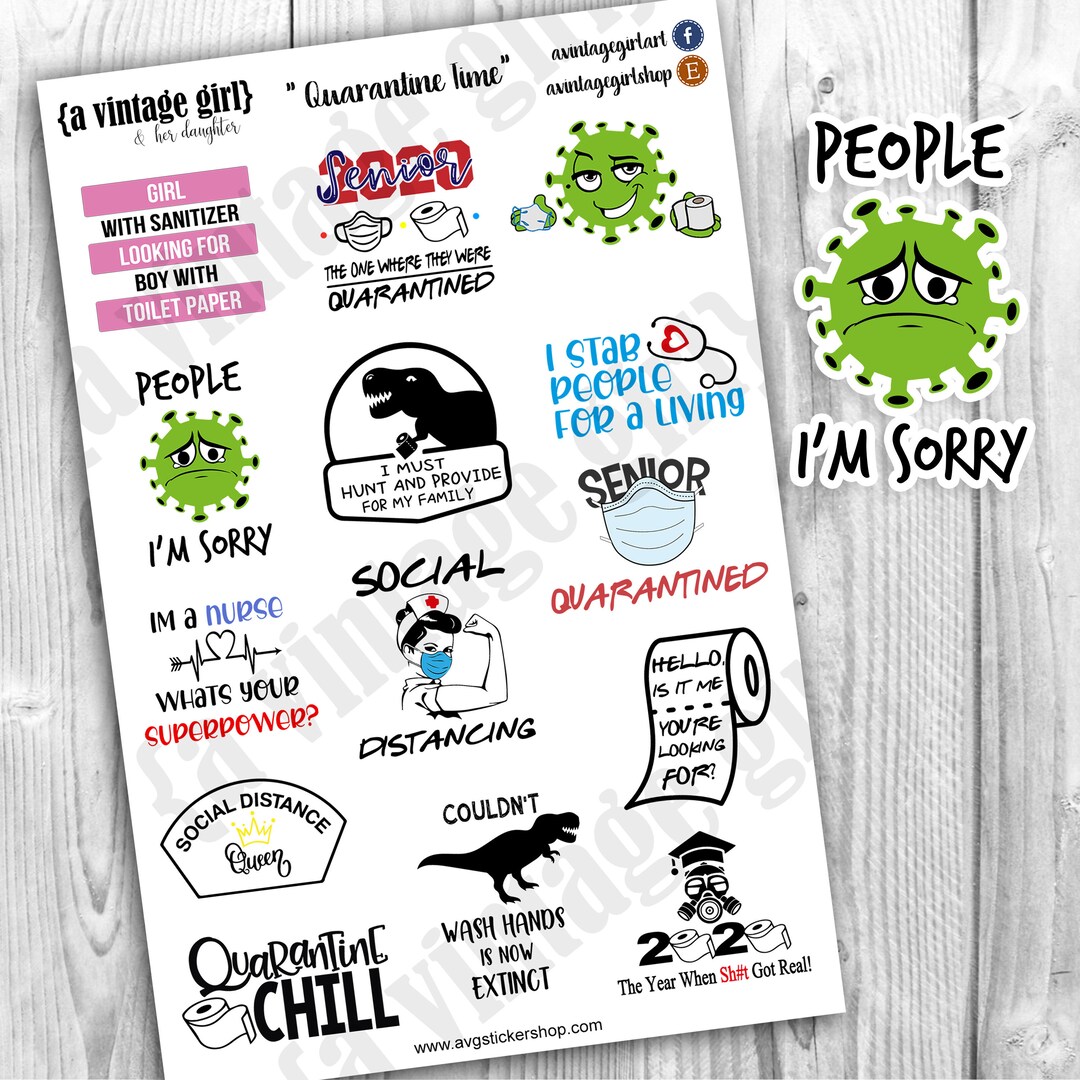 Quarantine Time // Covid Stickers, Quarantine Stickers, Quarantine ...