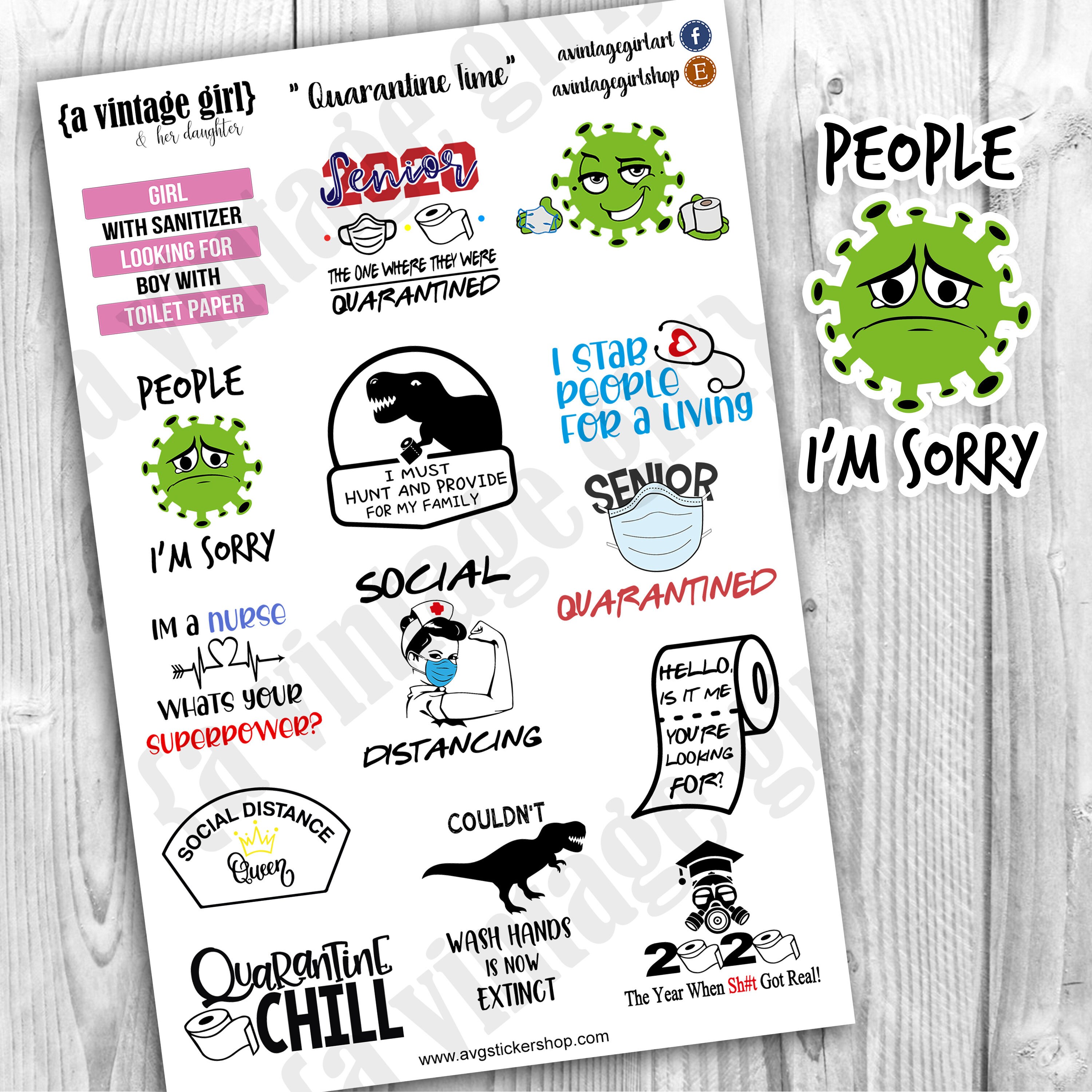 Quarantine Time // Covid Stickers Quarantine Stickers | Etsy