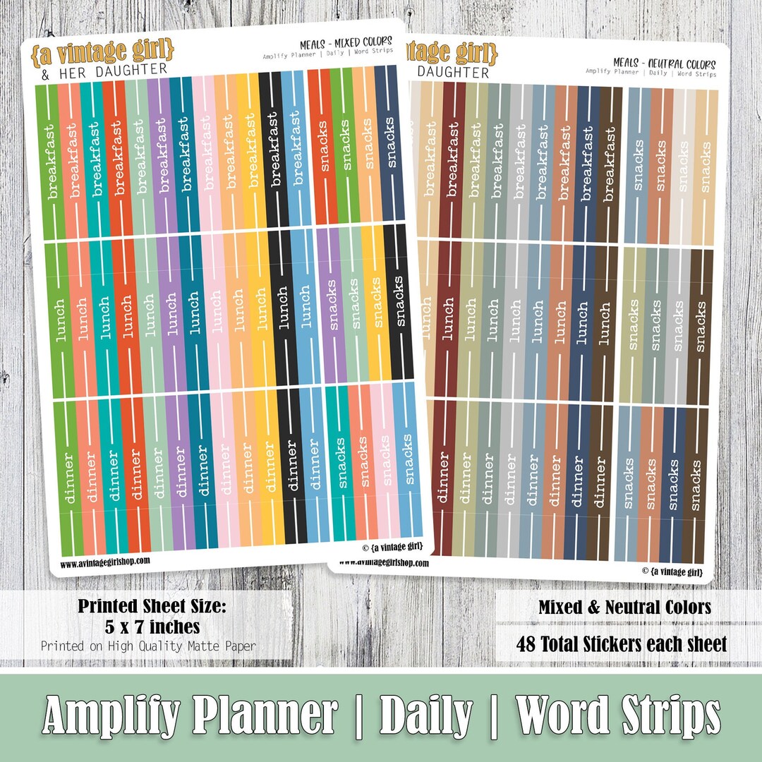 Amplify Planer Täglich Wortstreifen: Mahlzeiten - Etsy.de