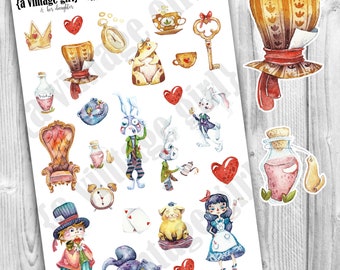Alice in Wonderland Planner Sticker Sheet DIY Print at - Etsy