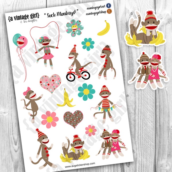 Sock Monkey Labels - Etsy