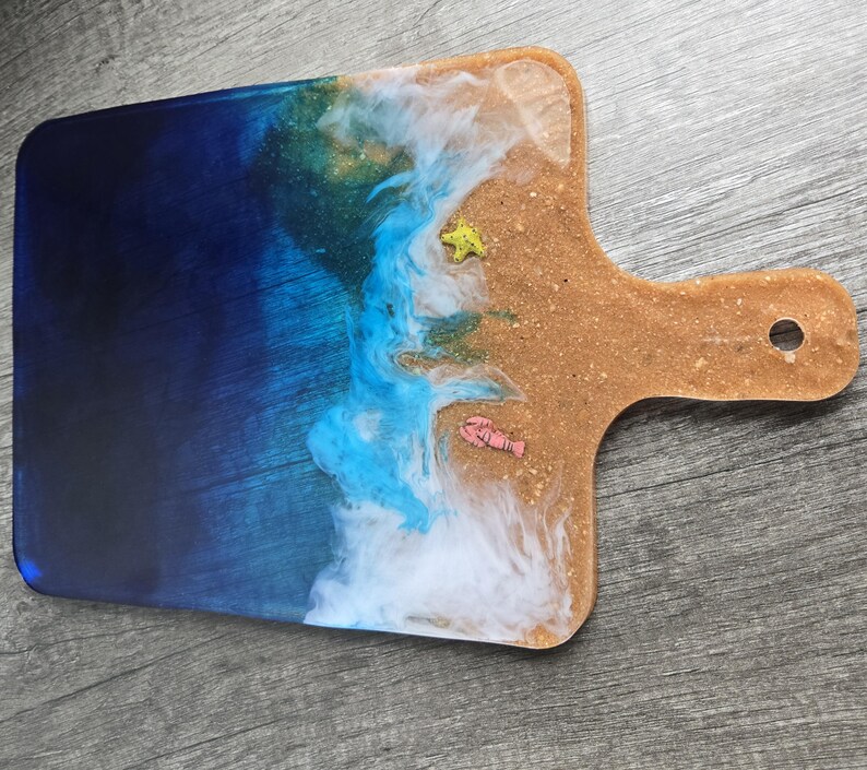 Beach Resin Charcuterie Board – Ocean Wave Epoxy Serving Board With ...