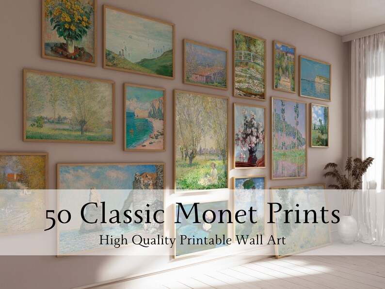 50 Claude Monet Prints, Gallery Wall Set, Monet Classic Art Bundle ...