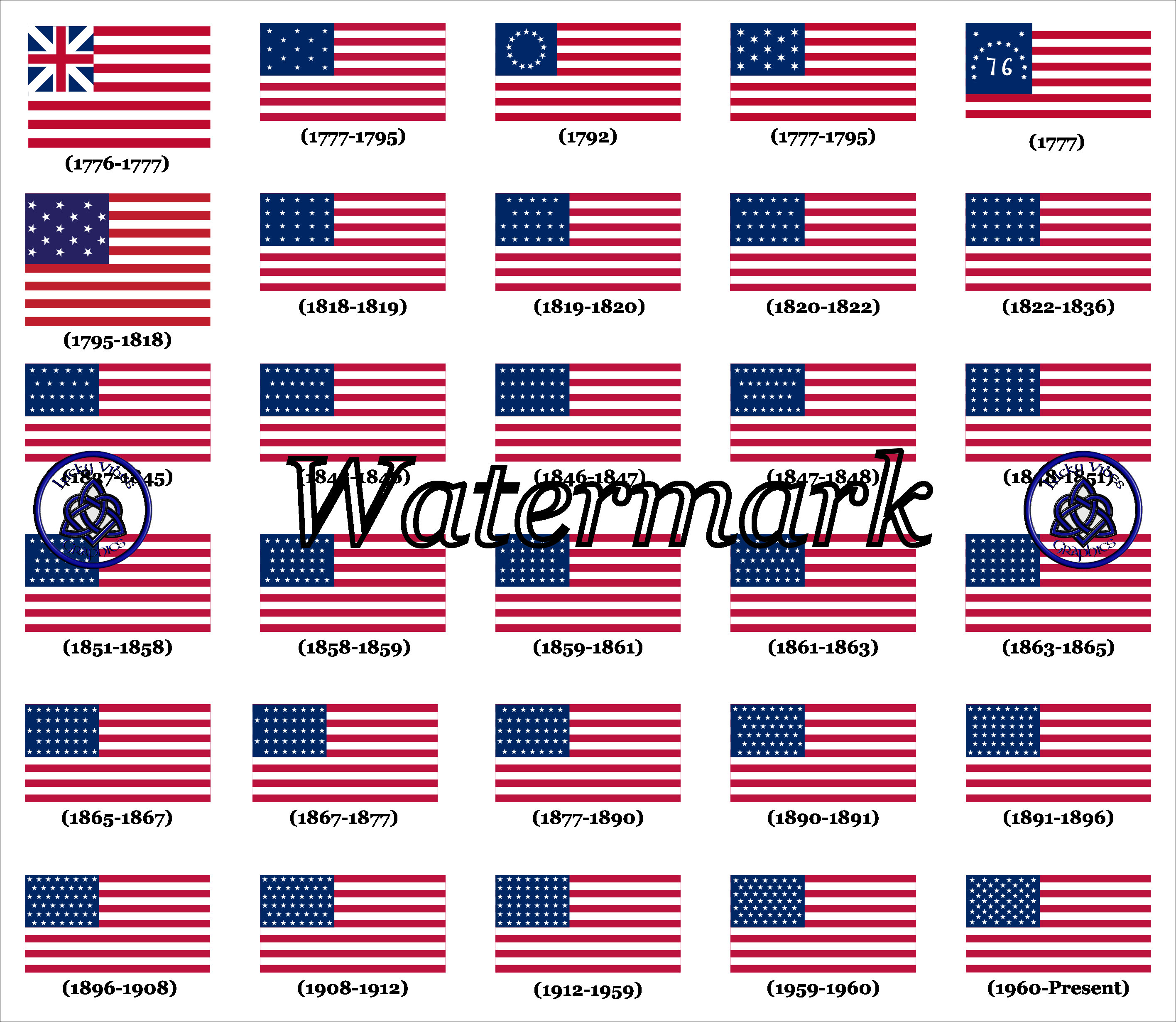 Historical Flags of the United States Sublimation Digital Download for ...