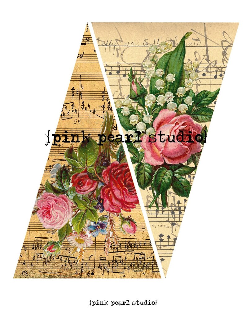 Vintage Rose Shabby Music Banner / Easy DIY Digital File - Etsy