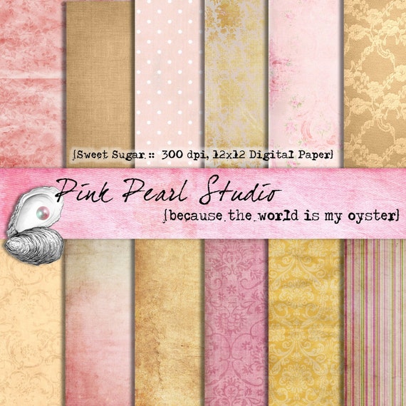 Sugar Sweet Shabby Pink and Gold Digital Paper Pack | Etsy