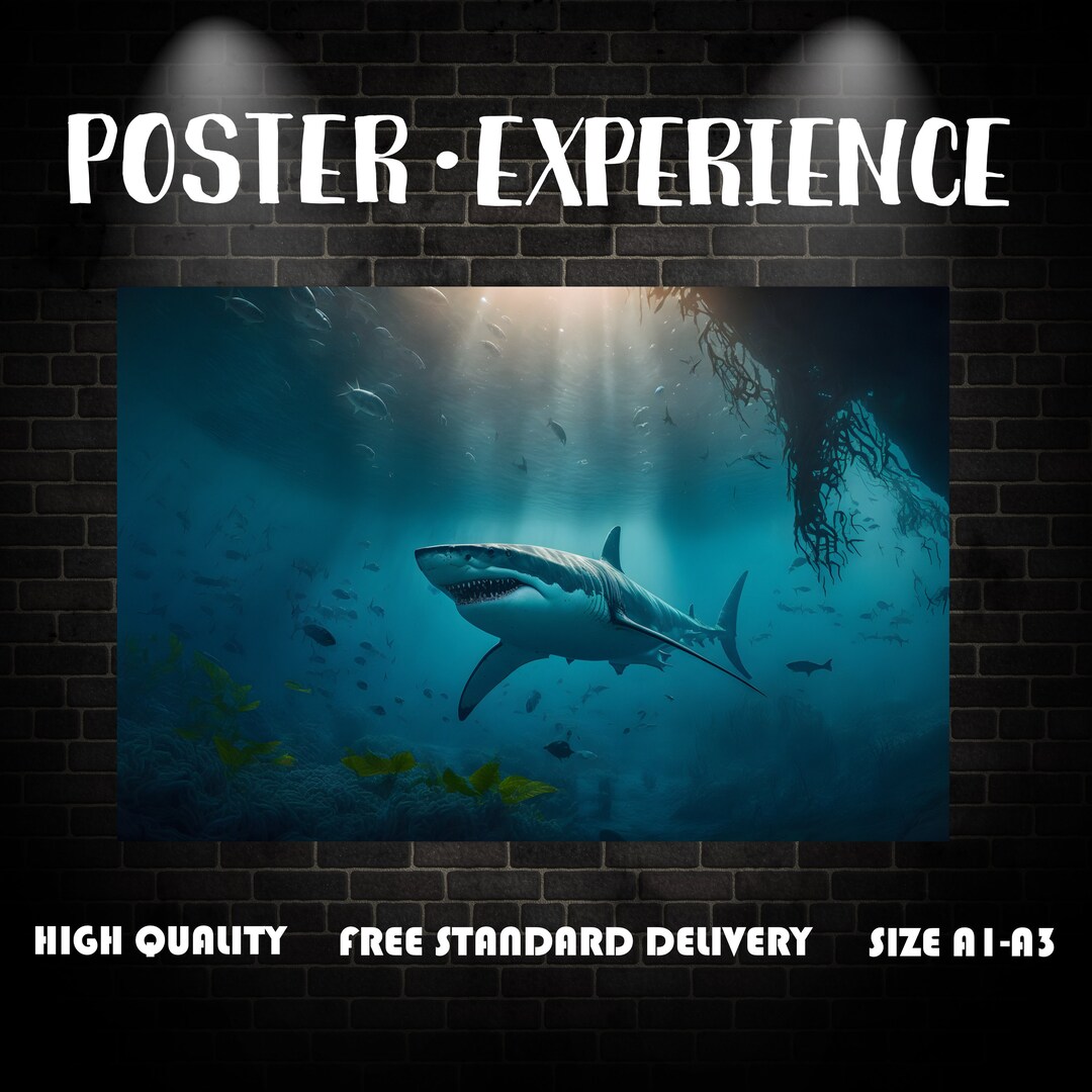 Jaws Underwater Poster Home Decoration Wall Art High Quality Canvas ...