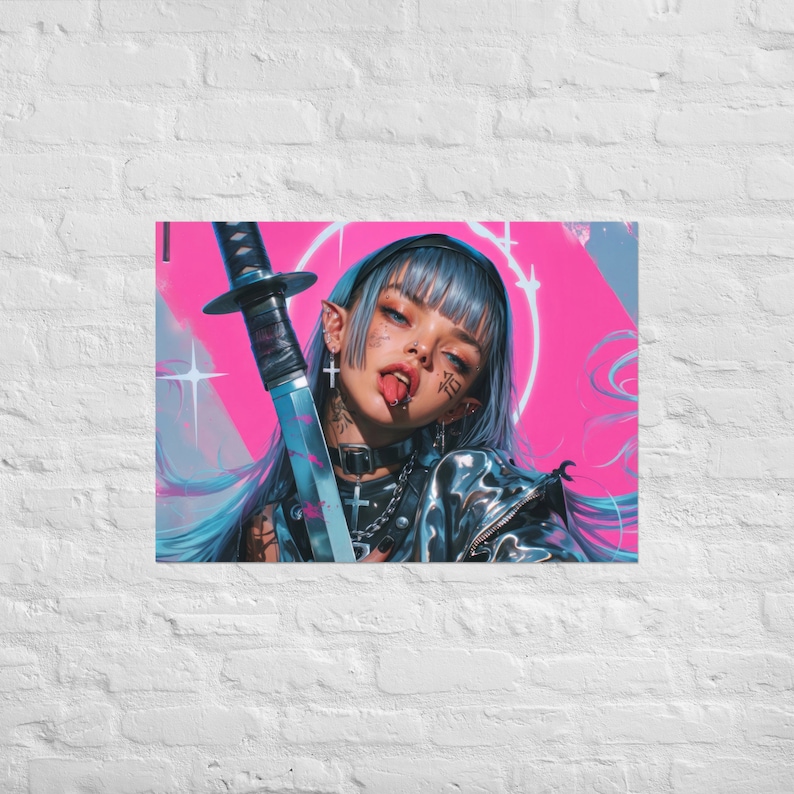 Anime Girl With Katana Poster Home Decoration Wall Art High Quality ...
