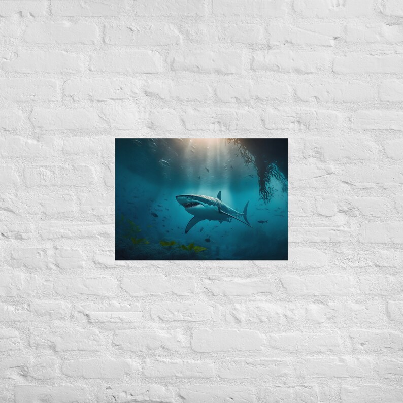 Jaws Underwater Poster Home Decoration Wall Art High Quality Canvas ...