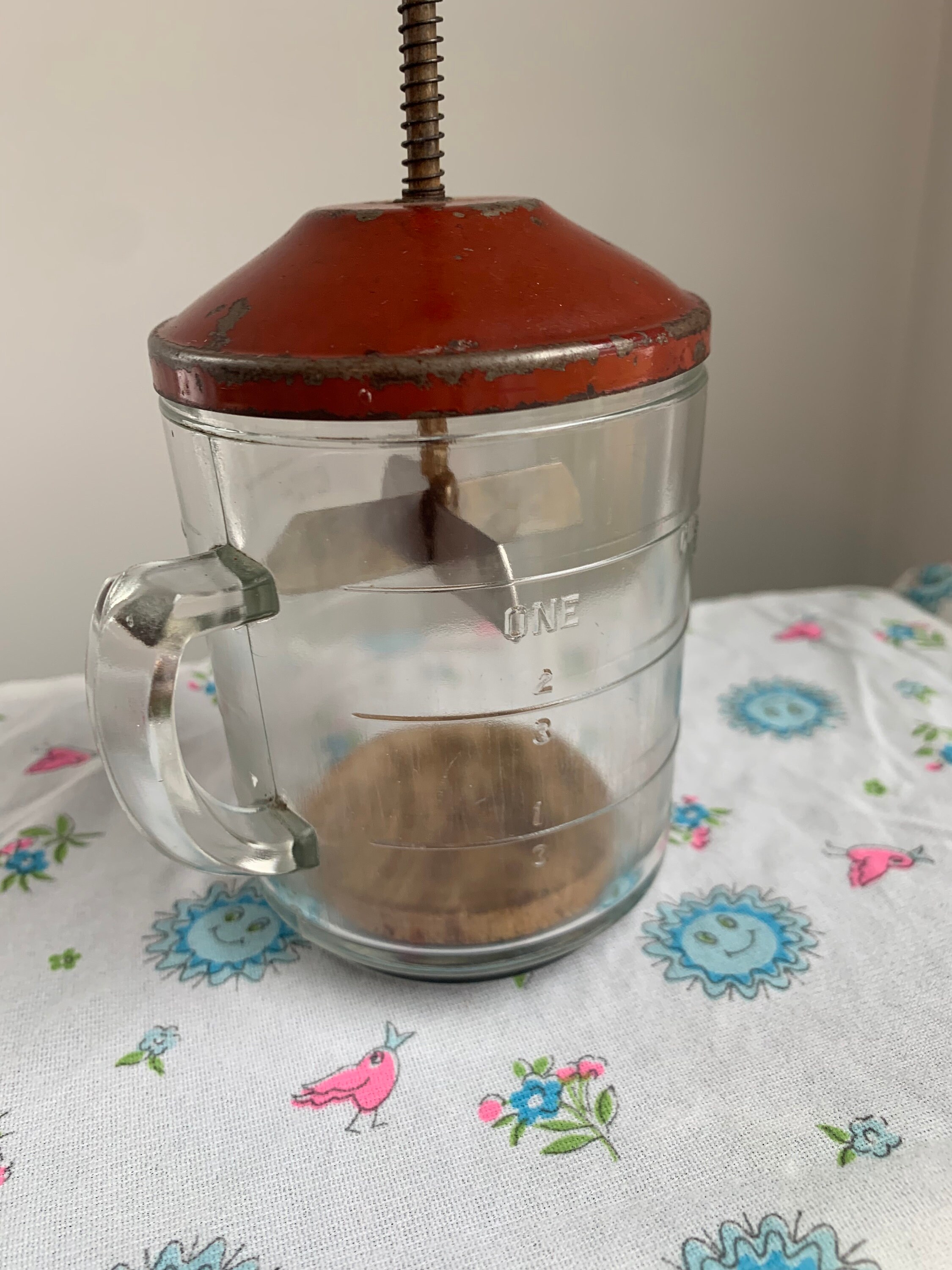 VINTAGE Retro Red Food Nut Chopper With Handle Graduated Glass - Etsy