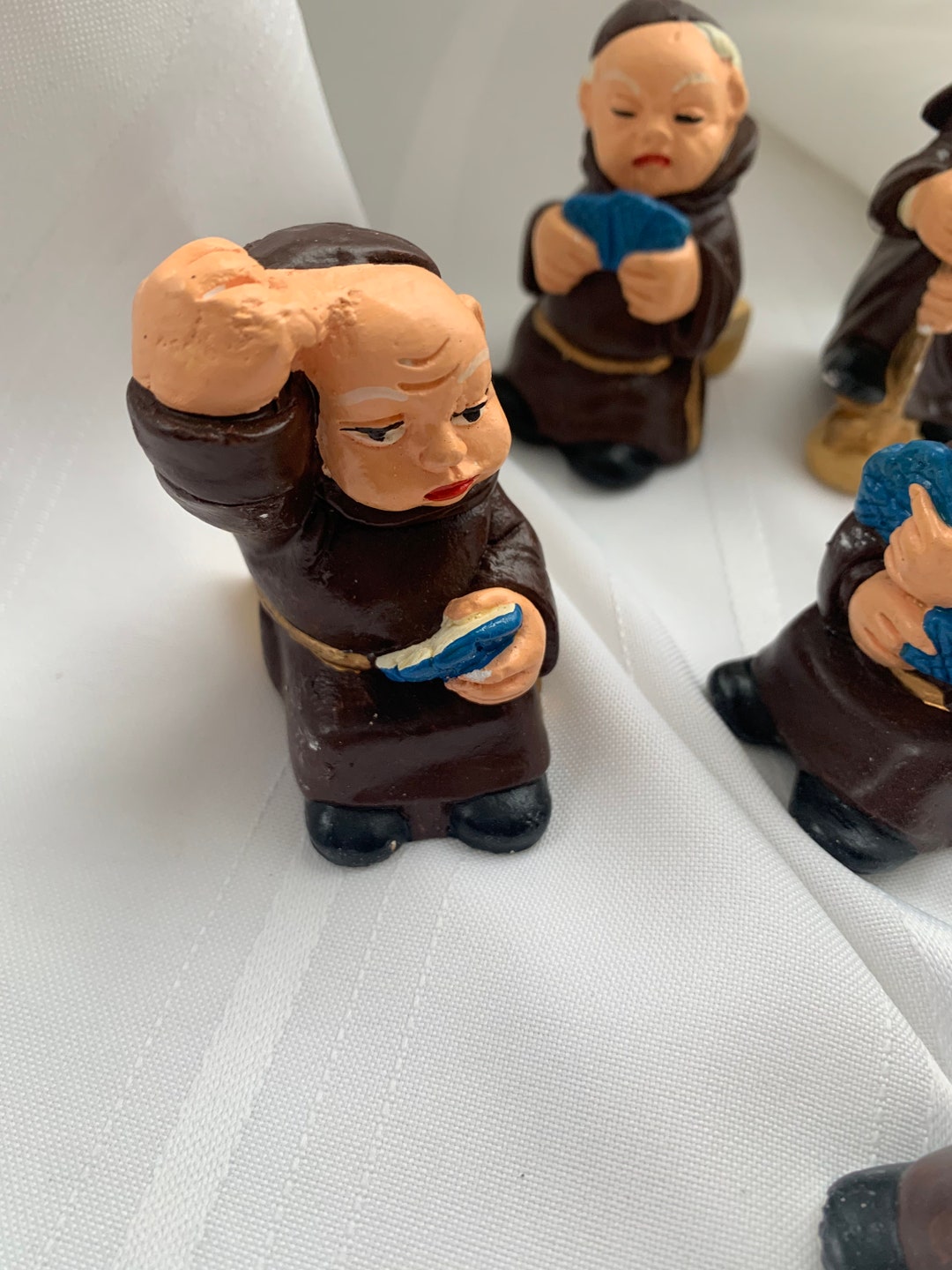 Vintage Set of Five Chalkware Monks and a Nun Playing Cards, Team Monk ...
