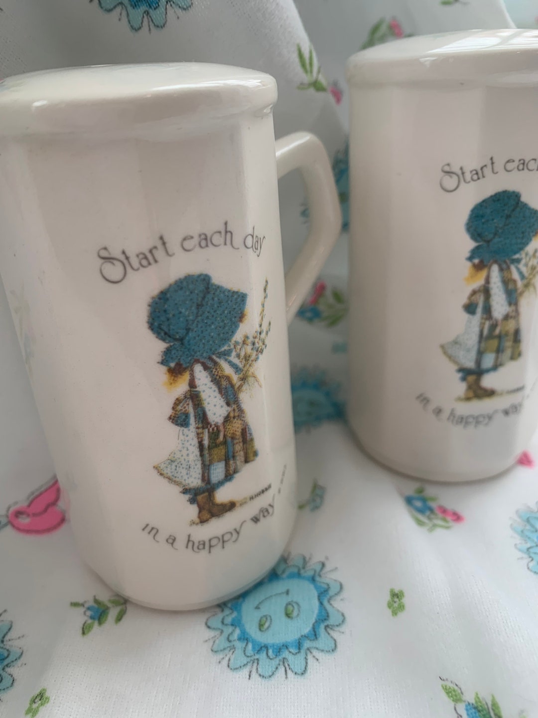 Vintage Holly Hobbie Salt and Pepper Shakers, Mug Shape, Start Each Day ...