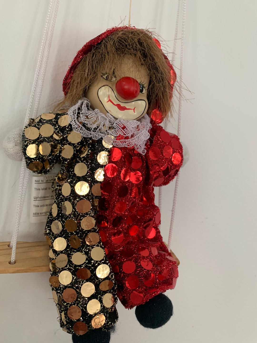 Vintage Hanging Swing Clown Doll With Sequins Costume, Kitschy Cute ...
