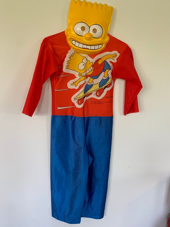Vintage Bart Simpson costume, 1990s, one piece, mask,… - Gem