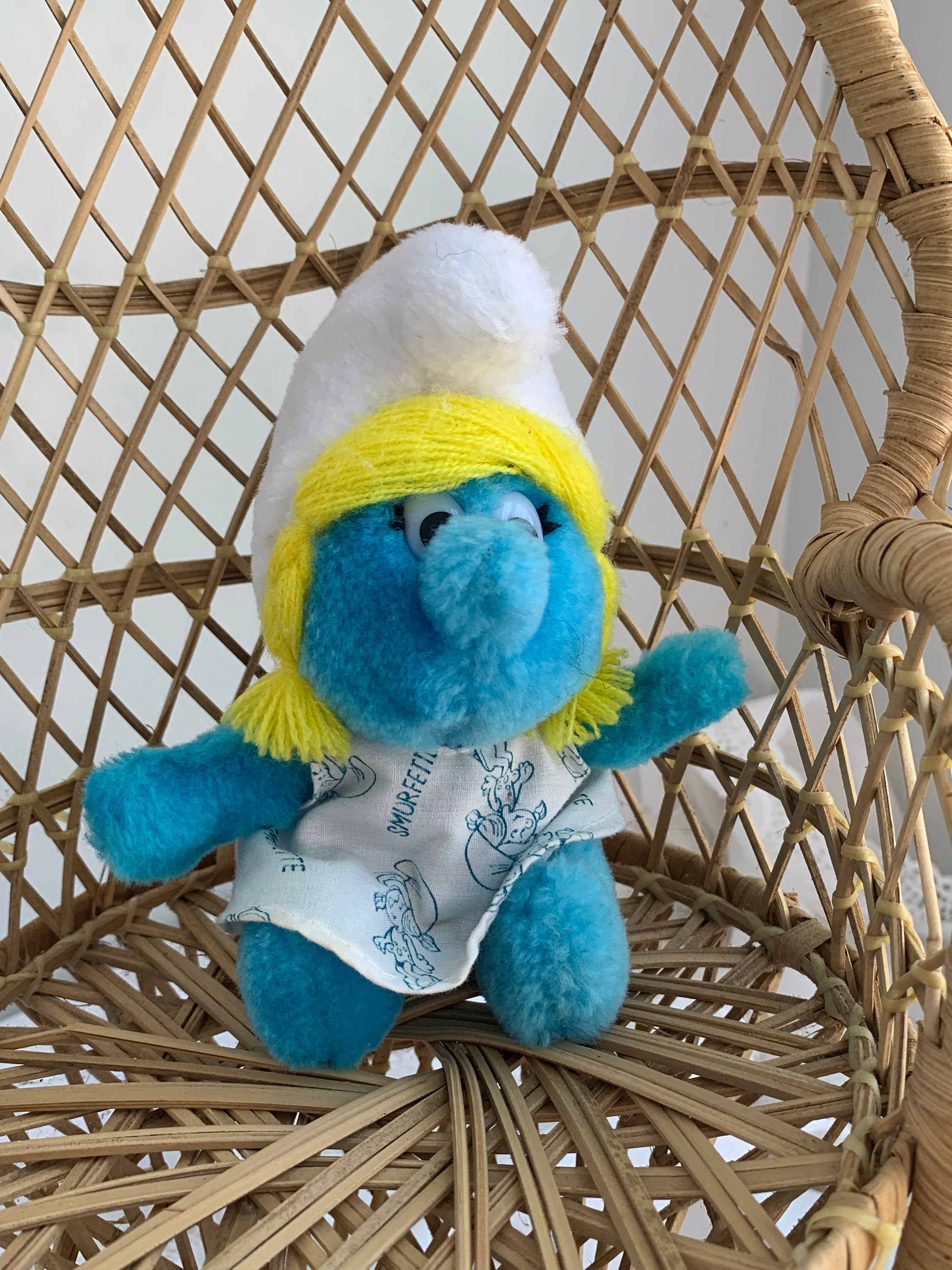 Vintage 1983 Tiny Smurfette Smurf Plush Toy Stuffy, Blonde Girl Smurfs ...