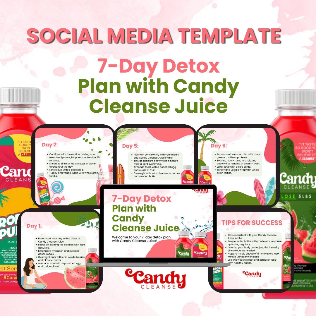7-day Detox Social Media Template for Candy Cleanse Juice | Editable ...