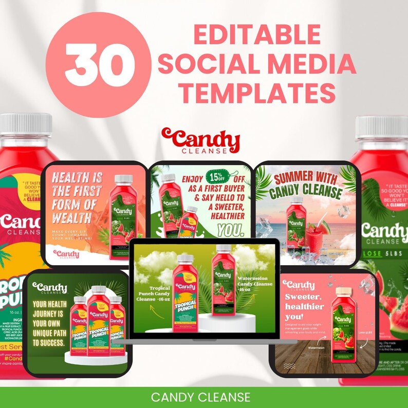30 Candy Cleanse Editable Social Media Templates: Boost Your Brand With ...