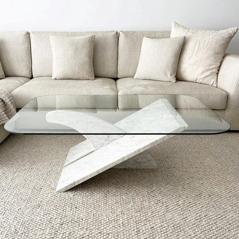 Stone and Glass Coffee Table - Etsy