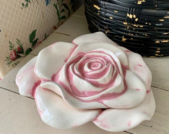 Vintage French Ceramic Rose Shaped Dish - Etsy