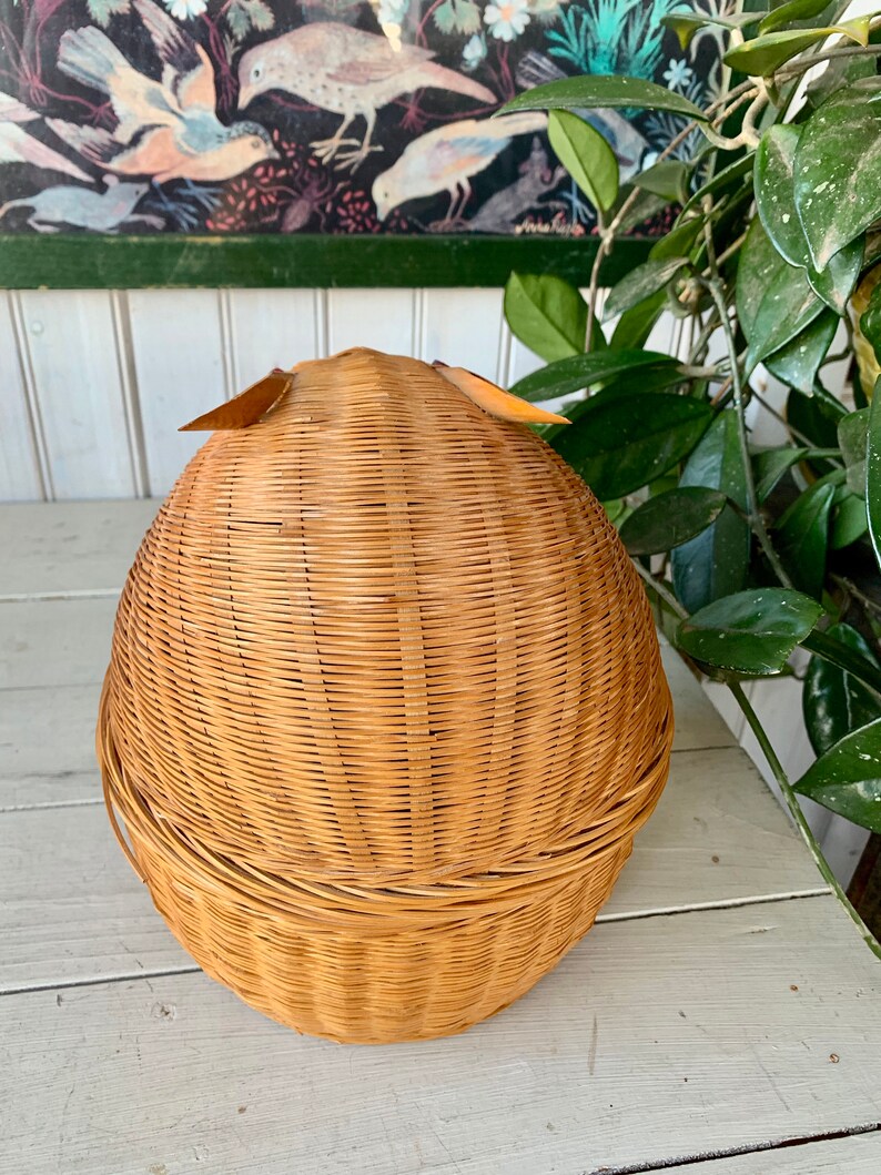 Vintage Woven Wicker Bunny Rabbit Basket - Etsy
