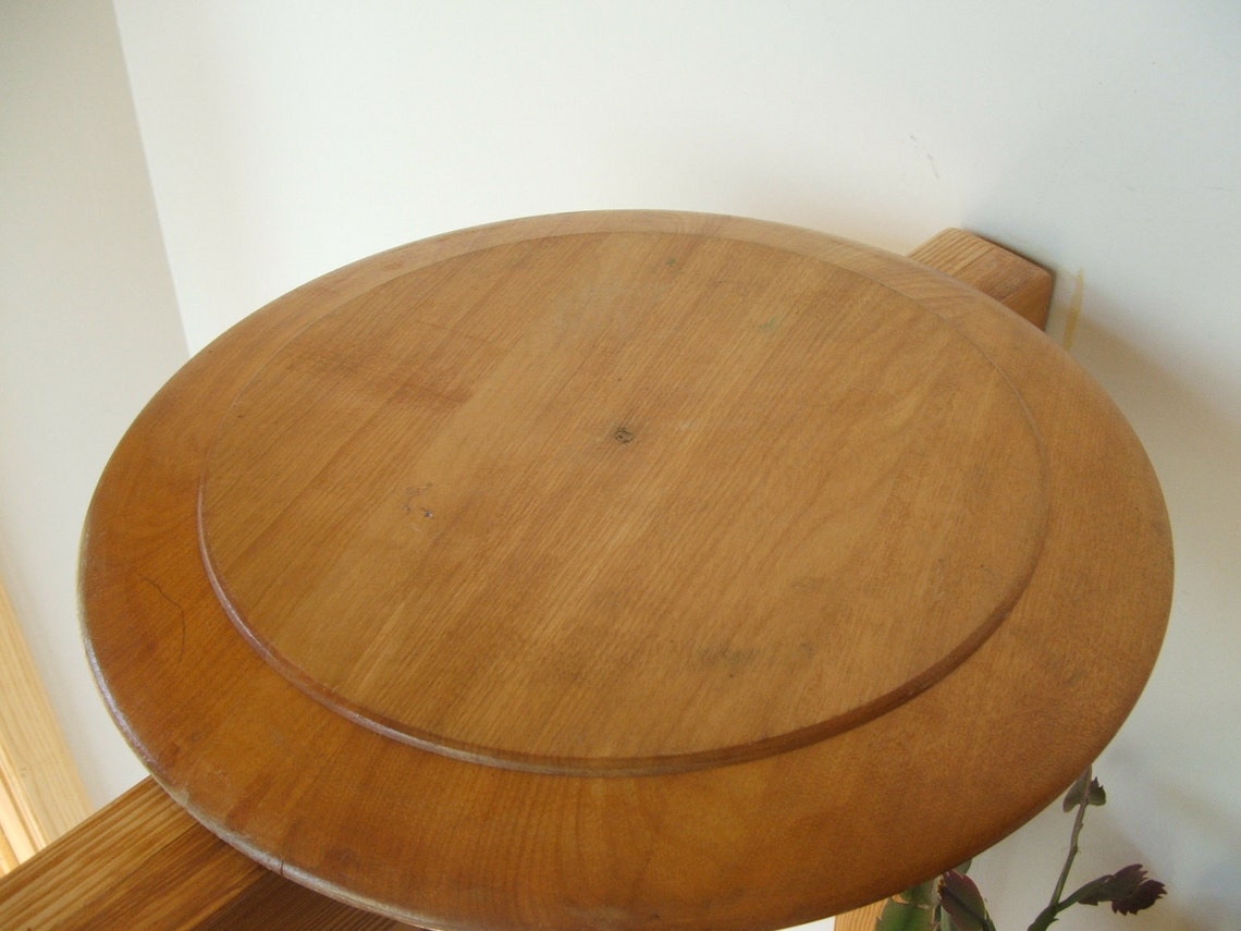 Large Decorative Vintage Painted Wood Platter Green White Botanical ...