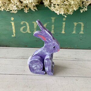 Purple Rabbit Handmade Painted Wooden Easter Bunny - Etsy