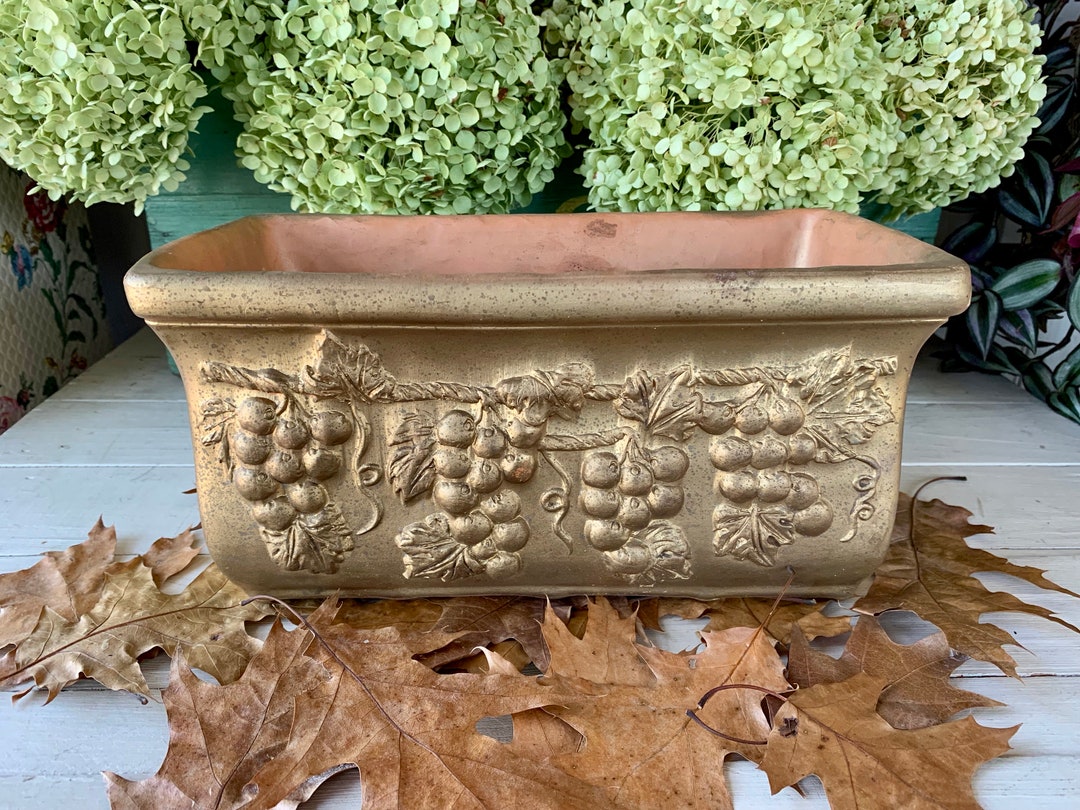 Vintage Abruzzo Vasi Italy Pottery Planter With Gold Embossed Grapevine ...