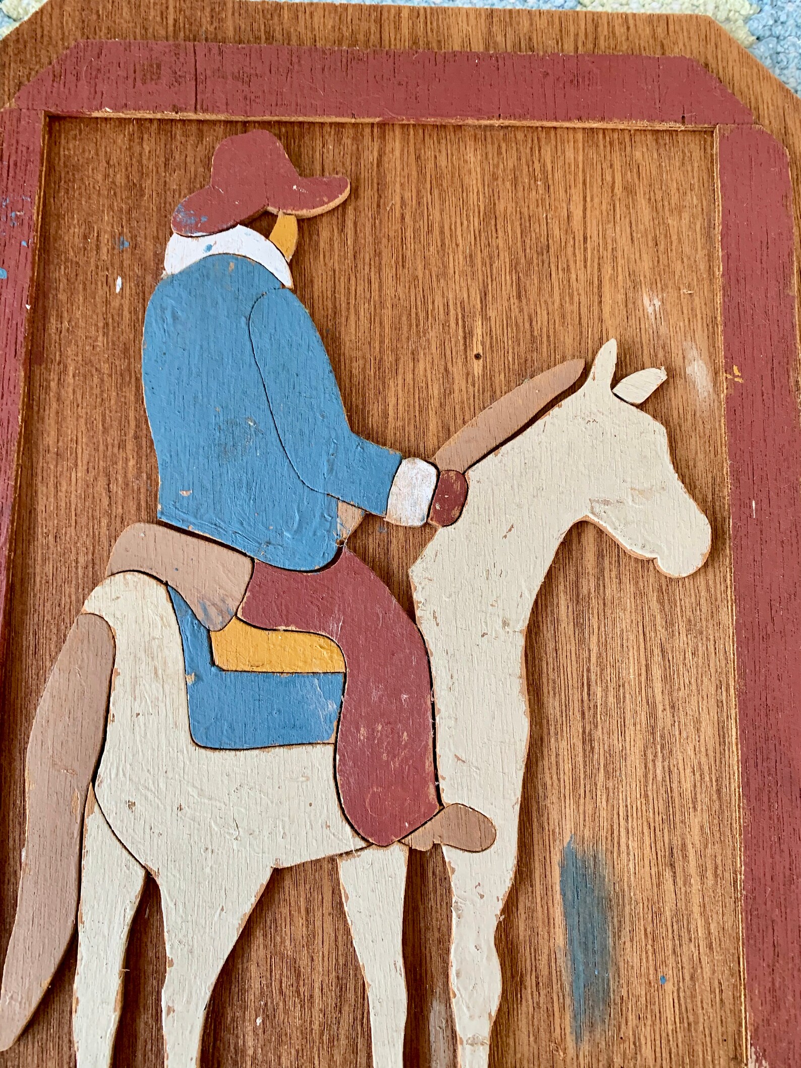 Cowboy Art Handmade Vintage Wood Mosaic Plaque - Etsy
