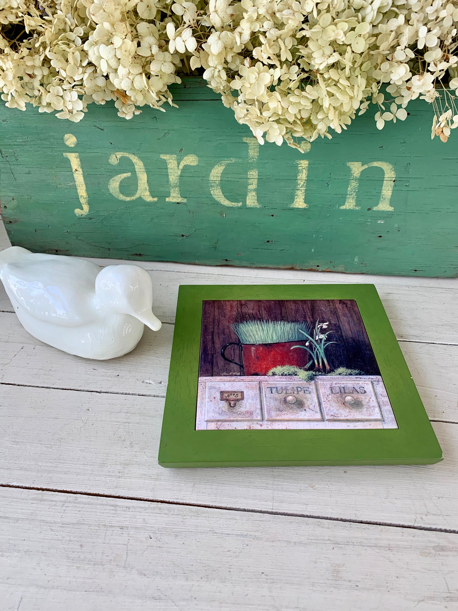 Spring Garden Still Life Wood Framed Ceramic Tile Trivet Wall | Etsy