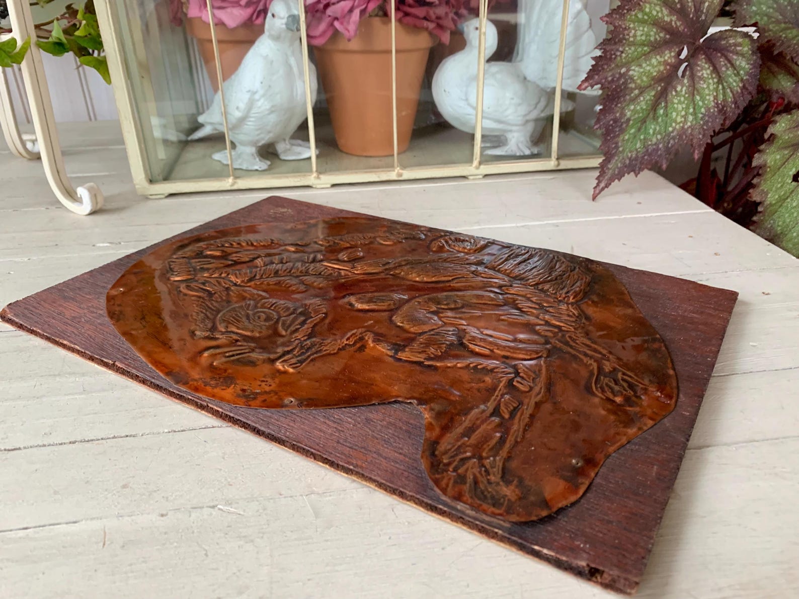 Vintage Copper Repousse Squirrel Plaque - Etsy