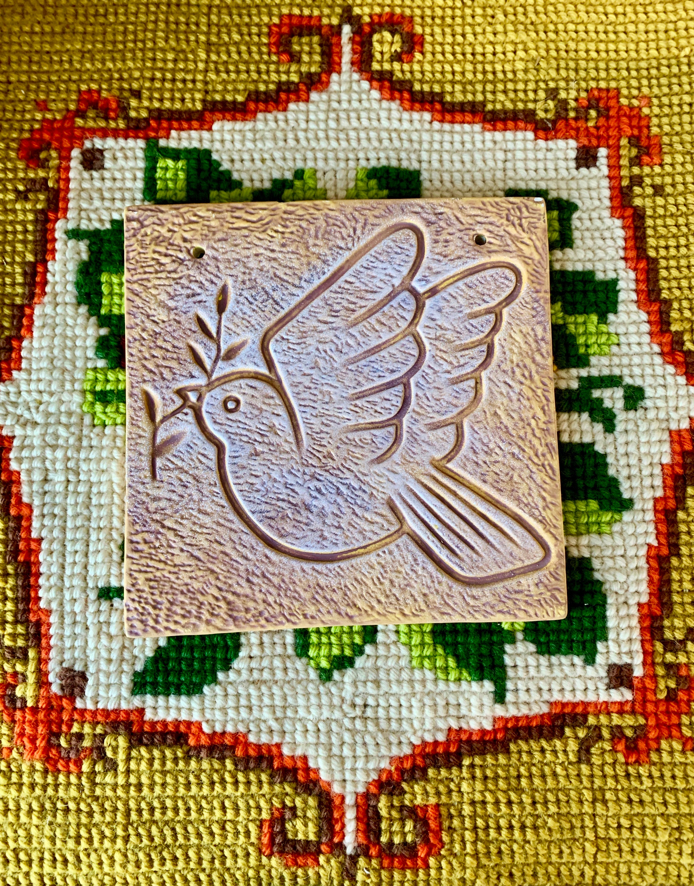 Vintage Dove of Peace Clay Tile Wall Hanging - Etsy