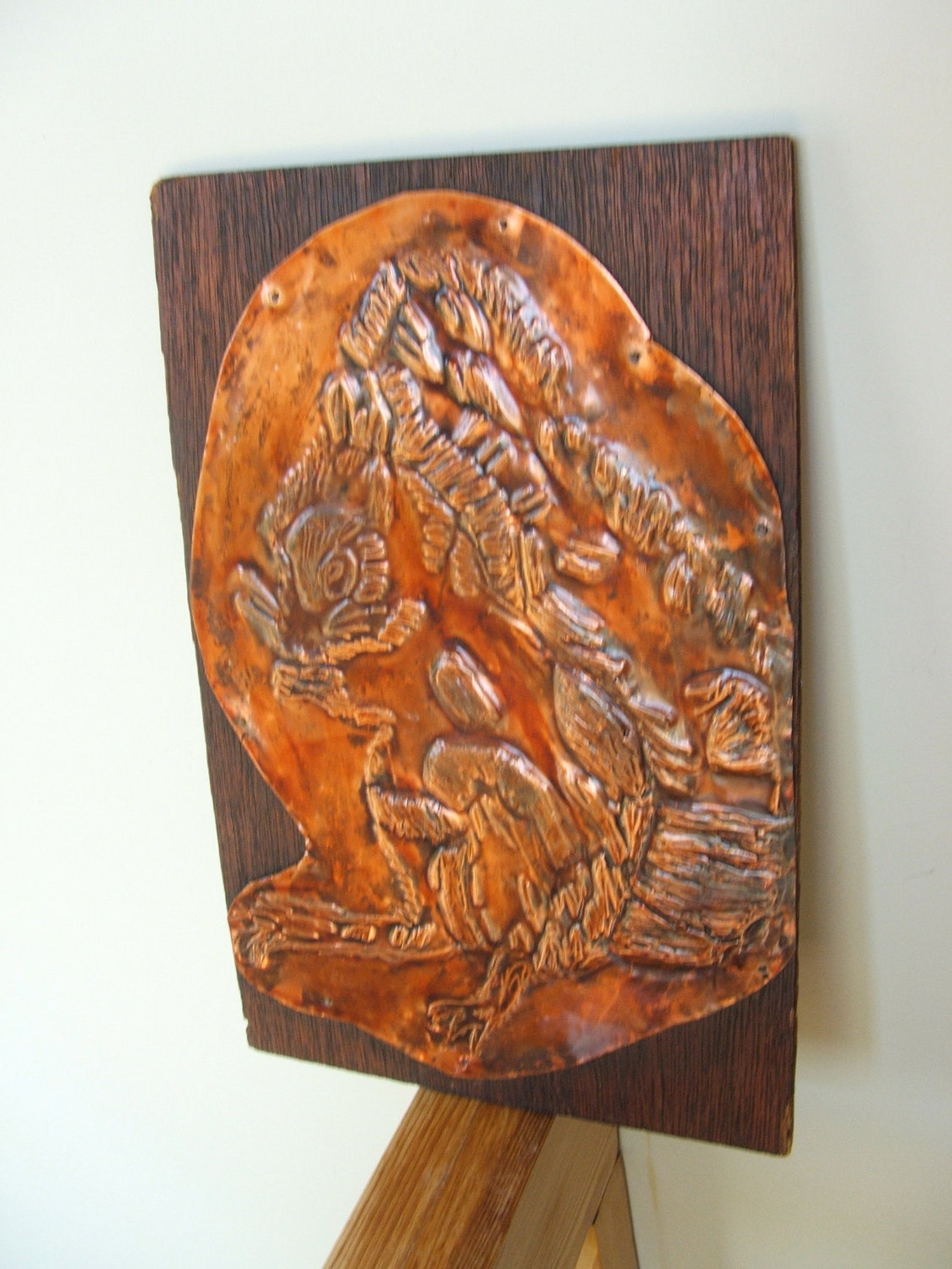 Vintage Copper Repousse Squirrel Plaque - Etsy