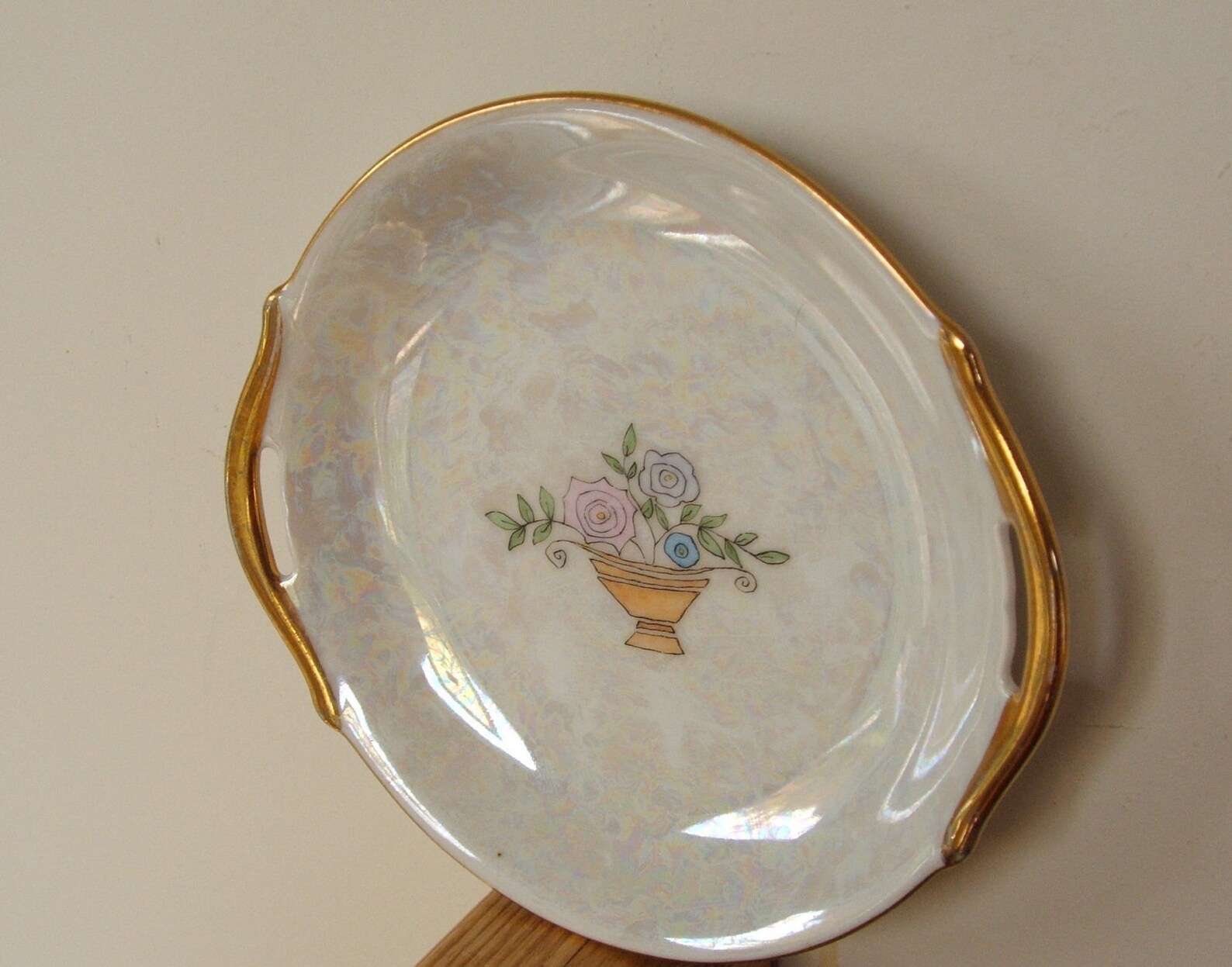 Vintage Antique Lusterware Dish With Flower Basket Motif - Etsy