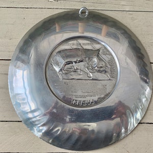 Vintage Lion of Luzern Pewter Plate Wall Hanging Souvenir of ...