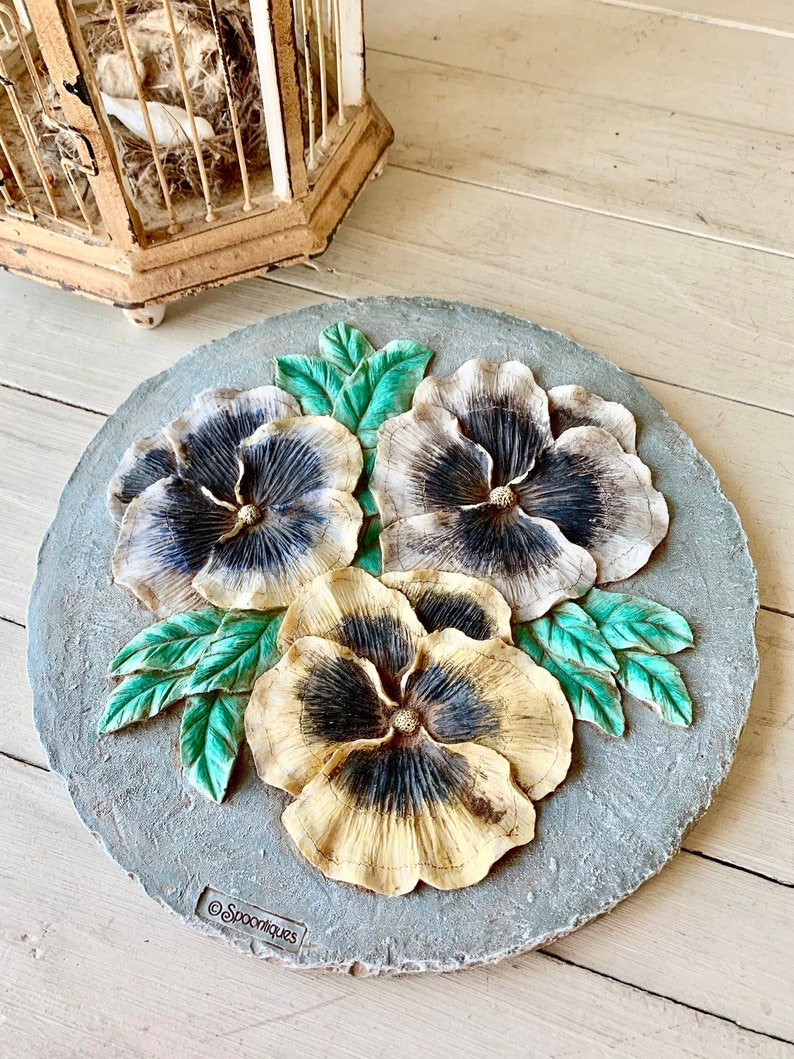 Vintage Spoontiques Pansy Plaque - Etsy