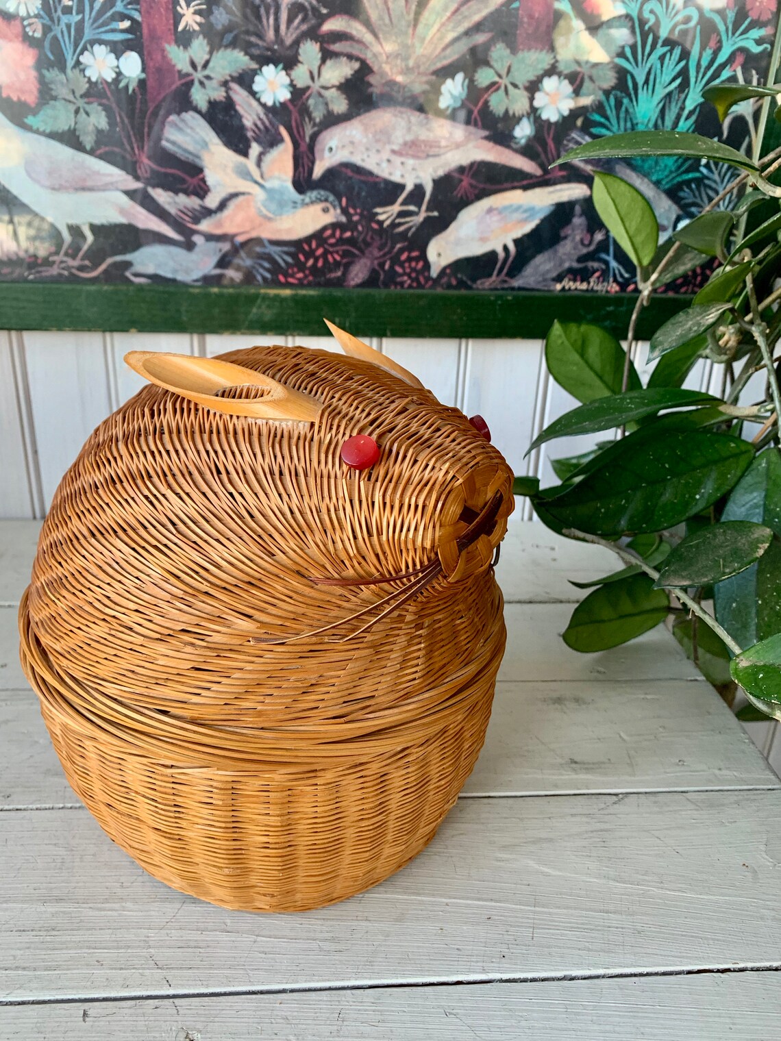 Vintage Woven Wicker Bunny Rabbit Basket - Etsy