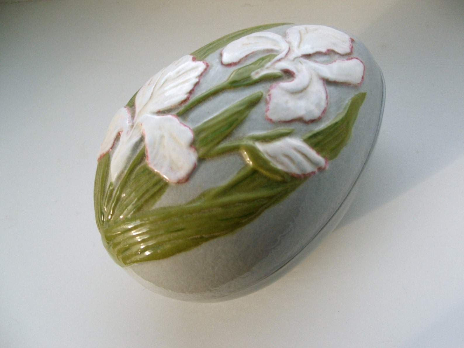 Vintage Ceramic Egg Trinket Box - Etsy